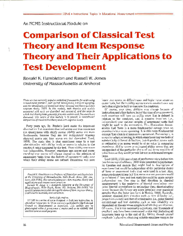 (PDF) ITEMS. Instructional Topics in Educational Measurement ...