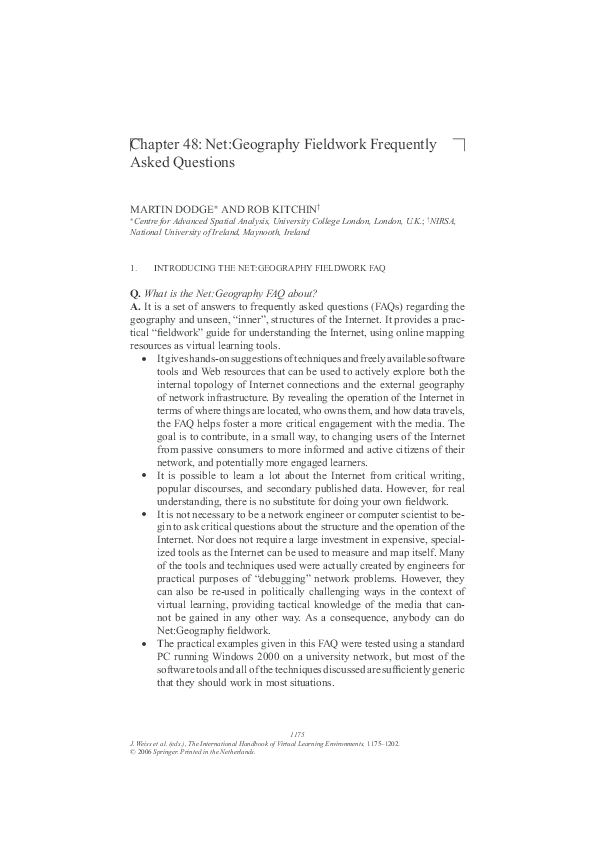 (PDF) Net: Geography Fieldwork Frequently Asked Questions