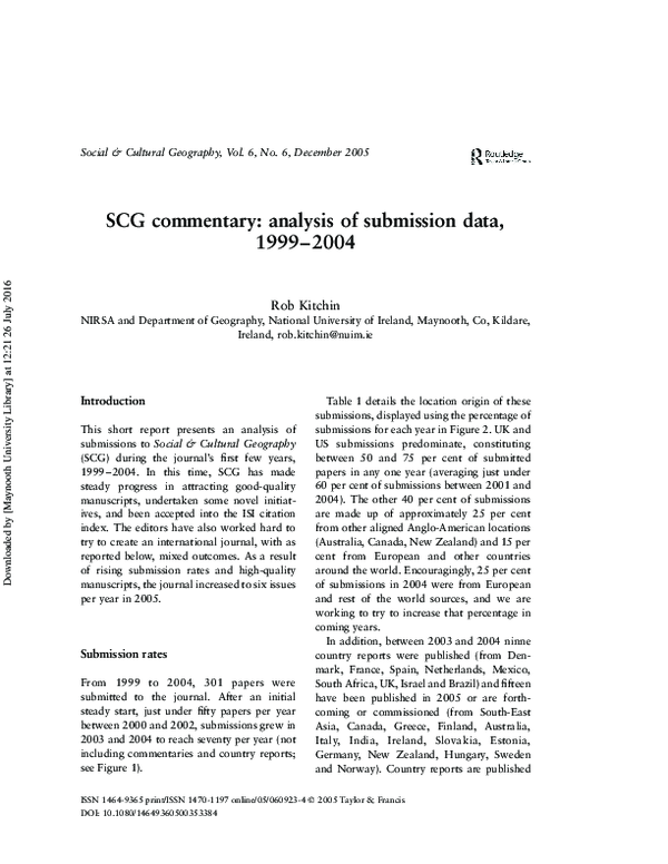 (PDF) SCG commentary: analysis of submission data, 1999–2004