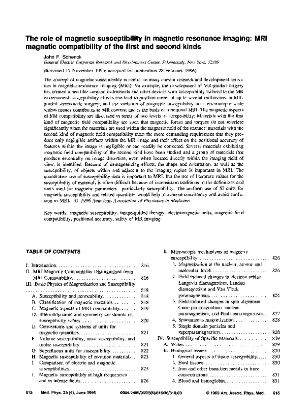 (PDF) The role of magnetic susceptibility in magnetic resonance imaging ...