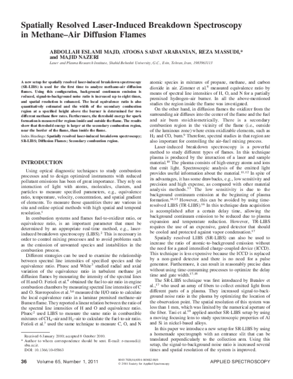 (PDF) Spatially Resolved Laser-Induced Breakdown Spectroscopy in Methane-Air Diffusion Flames