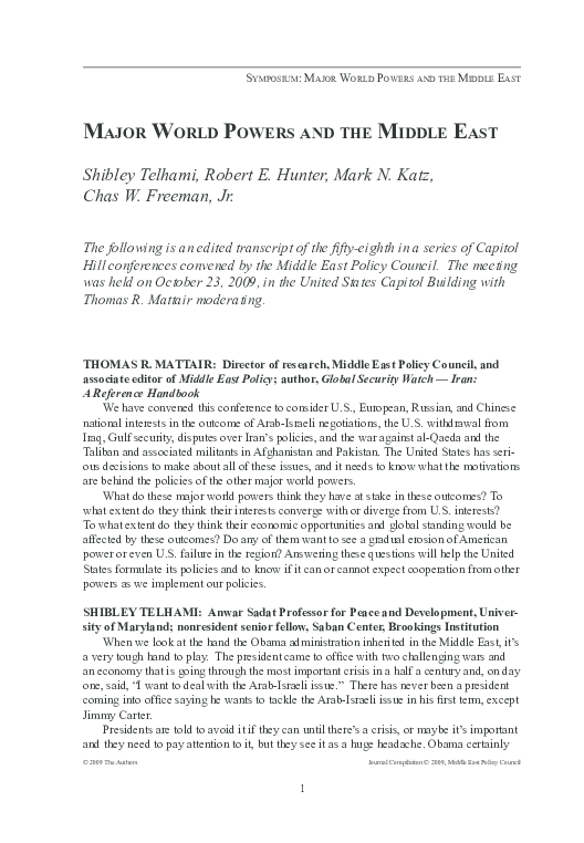 (PDF) Major World Powers and the Middle East