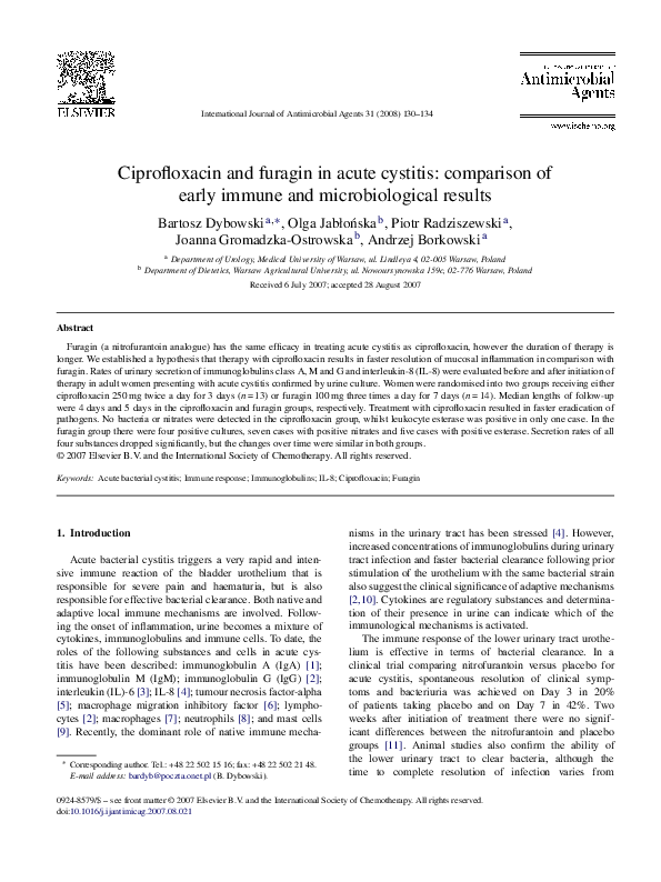 (PDF) Ciprofloxacin and furagin in acute cystitis: comparison of early ...