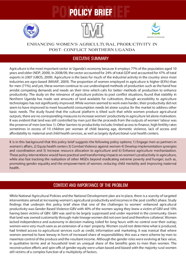 (PDF) Policy Brief Executive Summary Context and Importance of the Problem