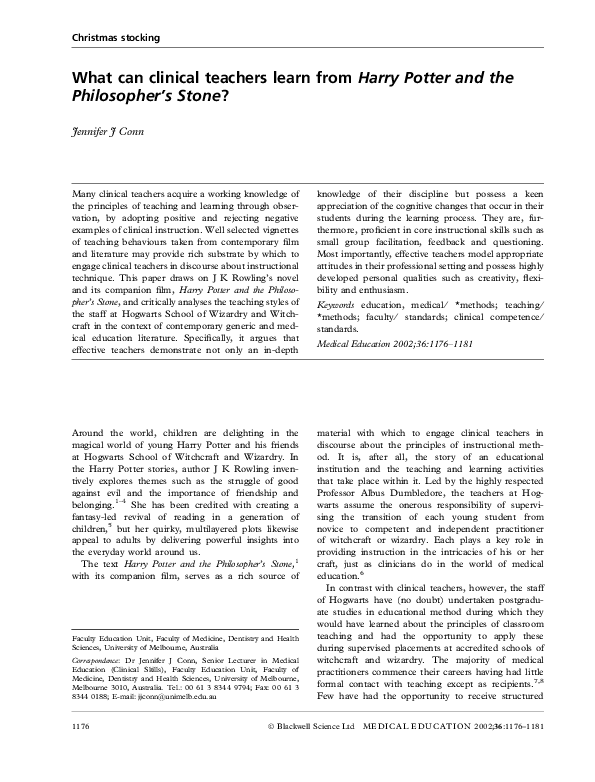 (PDF) What can clinical teachers learn from Harry Potter and the ...