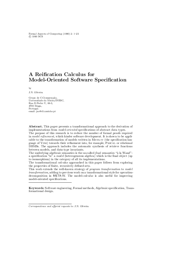 (PDF) Transformational Model Refinement Calculus