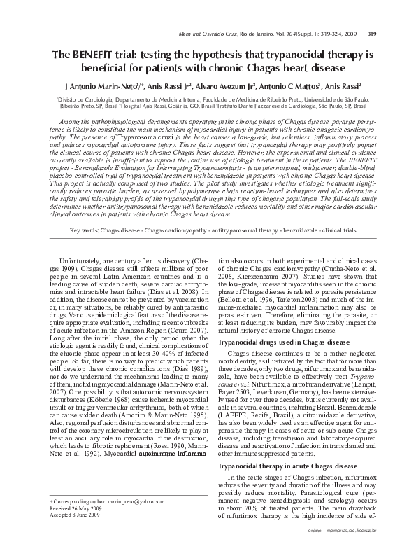 (PDF) The BENEFIT trial: testing the hypothesis that trypanocidal ...
