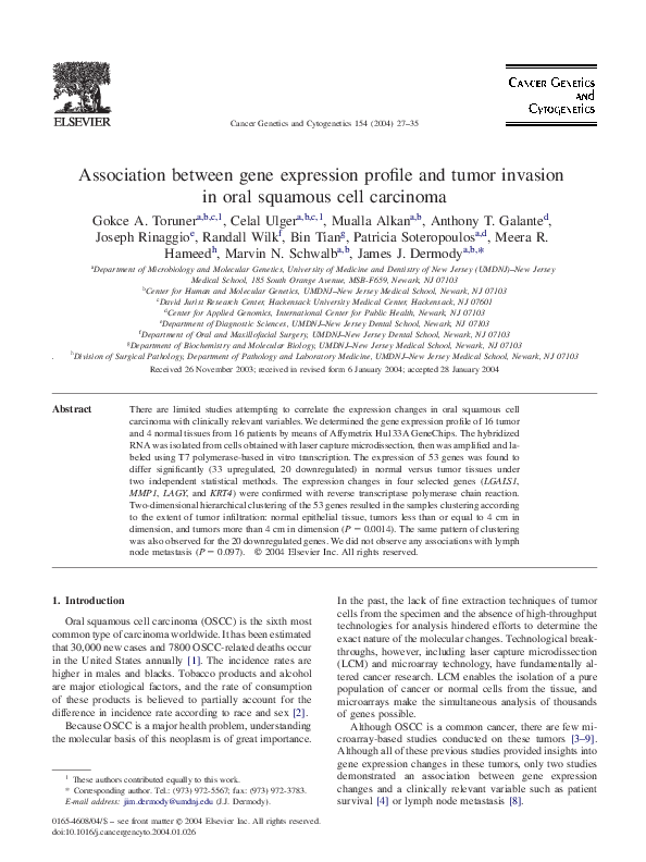 (PDF) Association between gene expression profile and tumor invasion in ...
