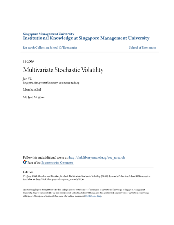 Pdf Multivariate Stochastic Volatility