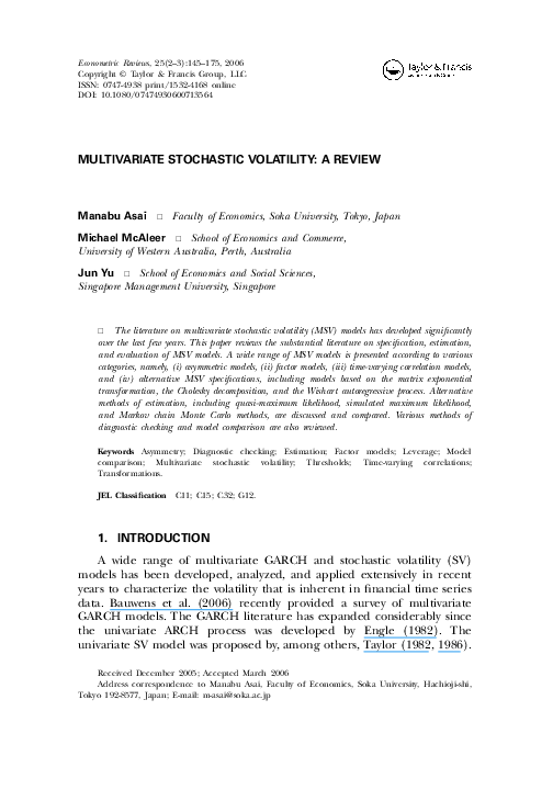 (PDF) Multivariate Stochastic Volatility: A Review (PDF) Multivariate Stochastic Volatility: A Review