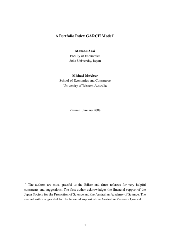 (PDF) A Portfolio Index GARCH model