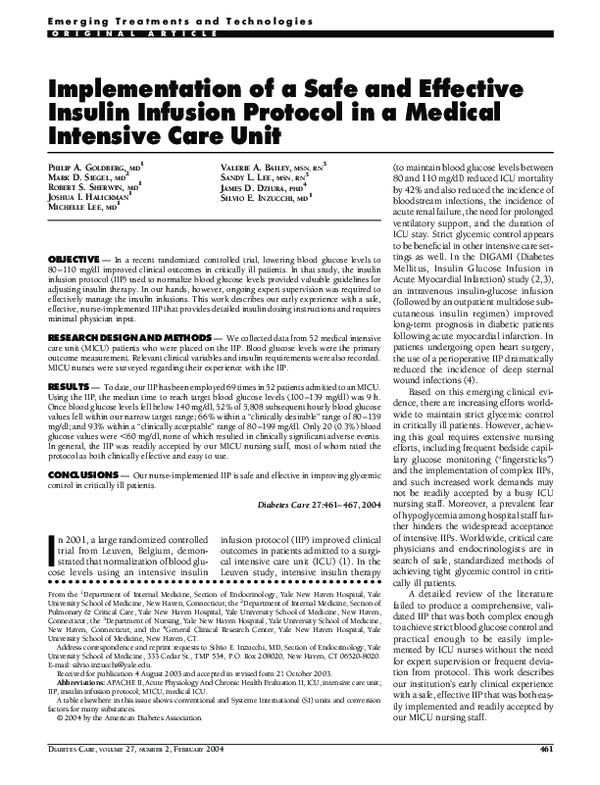 (PDF) Implementation of a Safe and Effective Insulin Infusion Protocol ...
