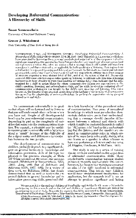 (PDF) Developing Referential Communication: A Hierarchy of Skills