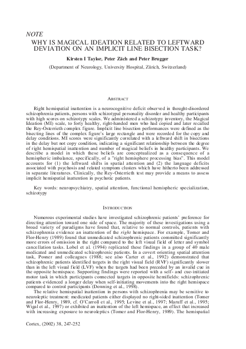 (PDF) Why is Magical Ideation Related to Leftward Deviation on an ...