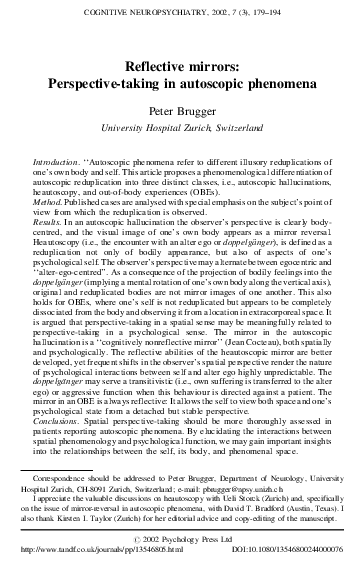 (PDF) Reflective mirrors: Perspective-taking in autoscopic phenomena