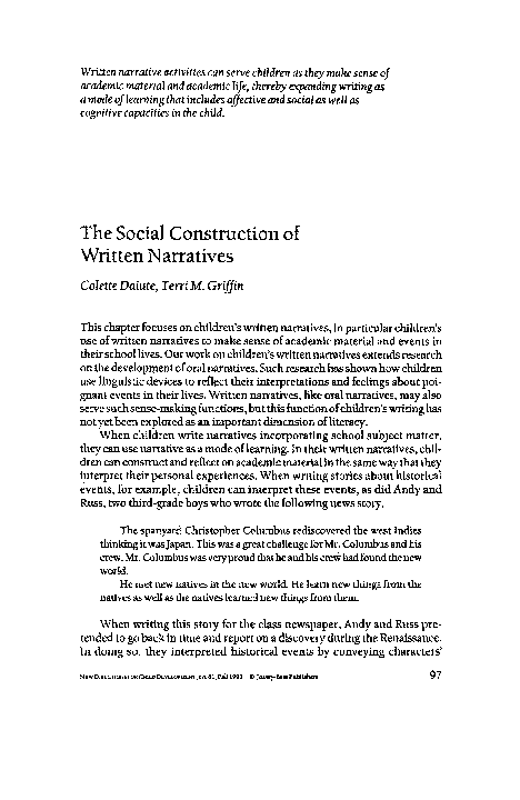(PDF) The social construction of written narratives