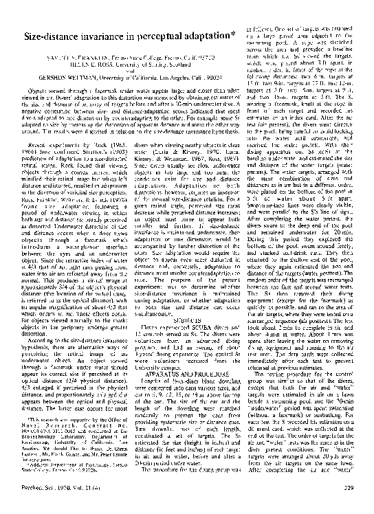 (PDF) Size-distance invariance in perceptual adaptation