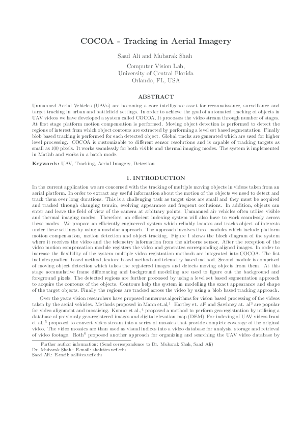 (PDF) COCOA - Tracking in Aerial Imagery