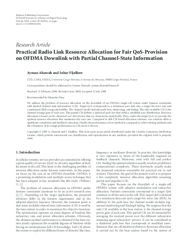 Pdf Practical Radio Link Resource Allocation For Fair Qos Provision