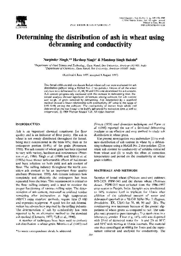 (PDF) Determining the distribution of ash in wheat using debranning and ...