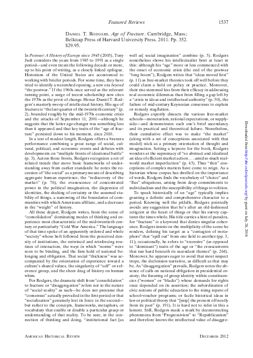 (PDF) DANIEL T. RODGERS. Age of Fracture