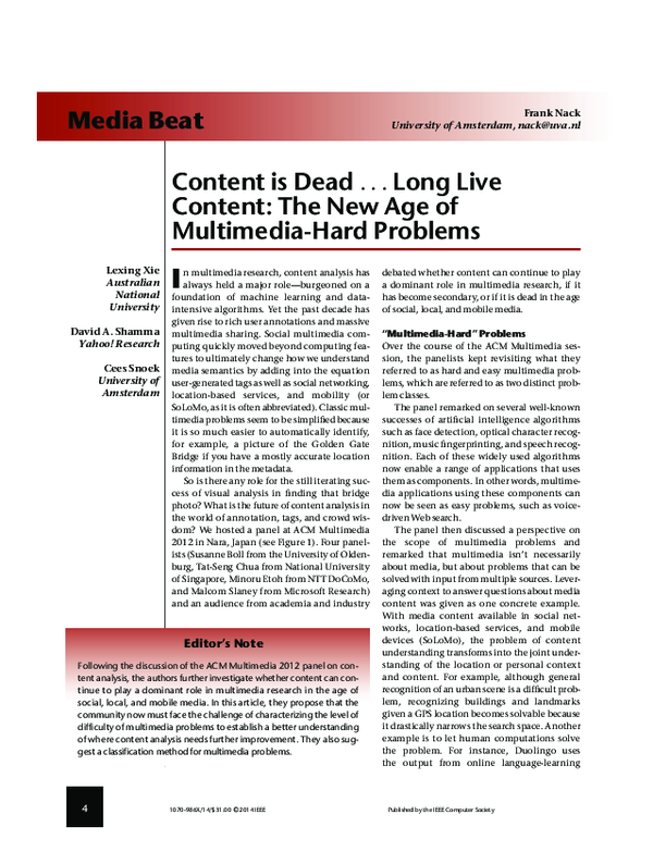 (PDF) Content is Dead ... Long Live Content: The New Age of Multimedia ...