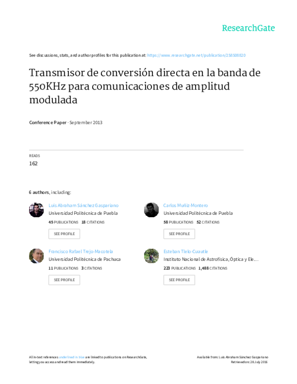 (PDF) Transmisor de conversión directa en la banda de 550KHz para comunicaciones de amplitud ...