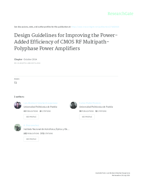 (PDF) Design Guidelines for Improving the Power‐ Added-Efficiency of ...
