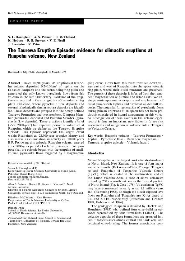 (PDF) The Taurewa Eruptive Episode: evidence for climactic eruptions at ...