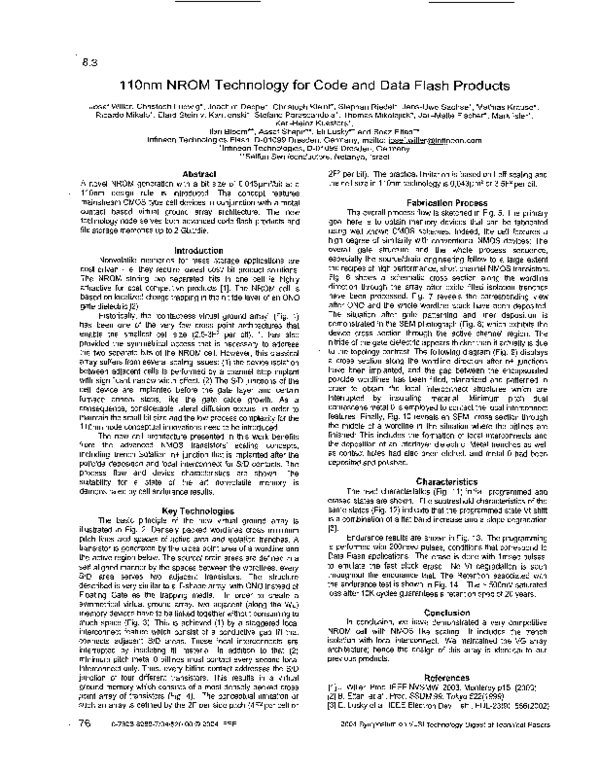 (PDF) 110nm NROM technology for code and data flash products