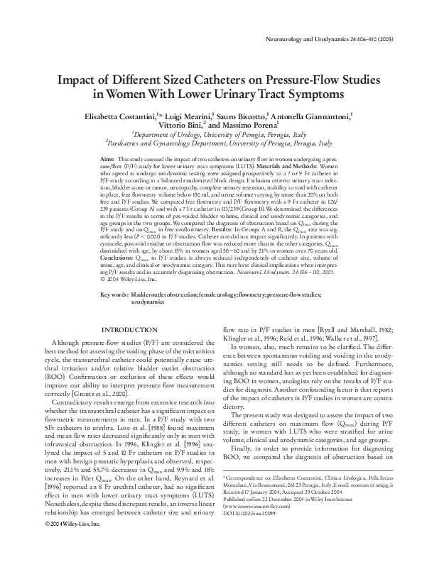 (PDF) Impact of different sized catheters on pressure-flow studies in ...