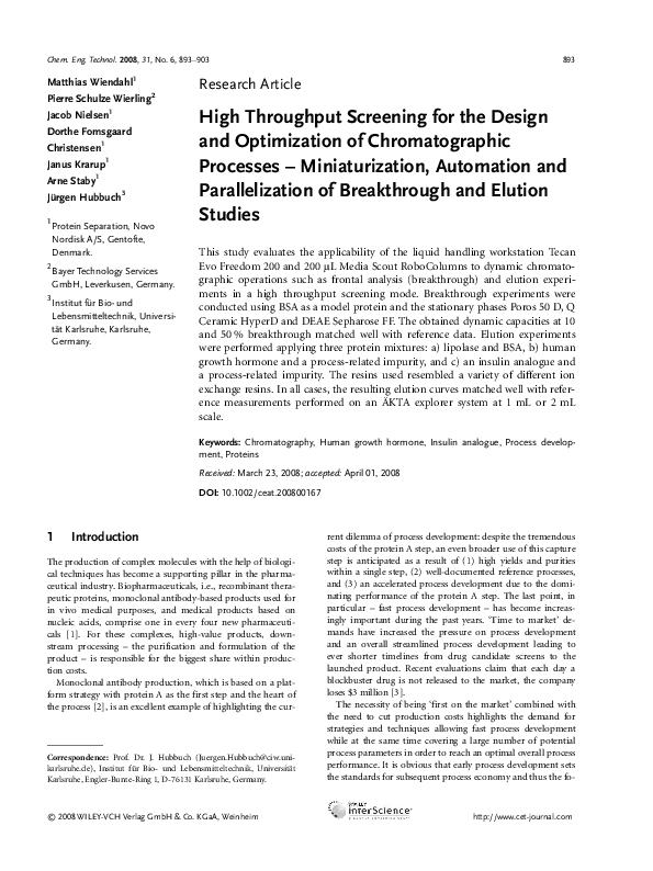 (PDF) High Throughput Screening for the Design and Optimization of ...