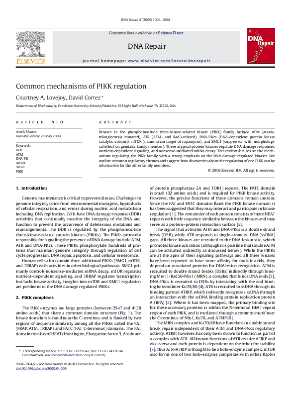 (PDF) Common mechanisms of PIKK regulation