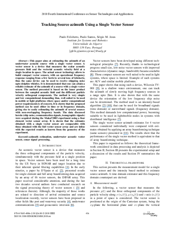 Pdf Tracking Source Azimuth Using A Single Vector Sensor