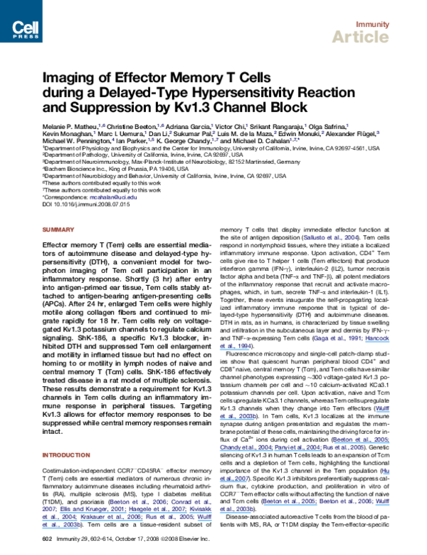 (PDF) Imaging of Effector Memory T Cells during a Delayed-Type ...