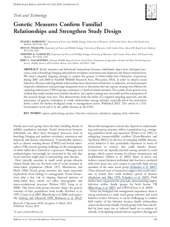 (PDF) Genetic measures confirm familial relationships and strengthen ...