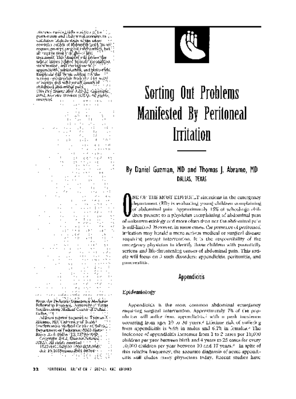 (PDF) Sorting out problems manifested by peritoneal irritation