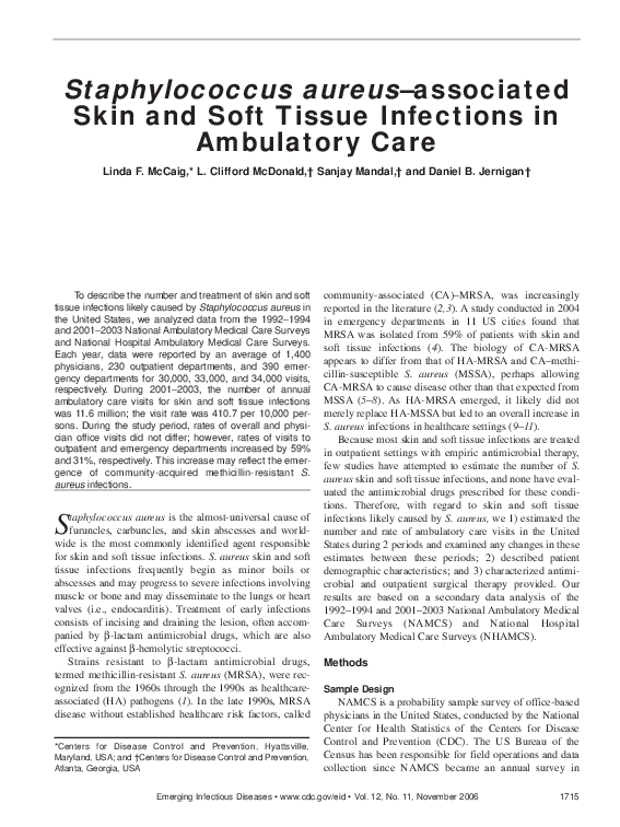 (PDF) Staphylococcus aureus-associated Skin and Soft Tissue Infections ...