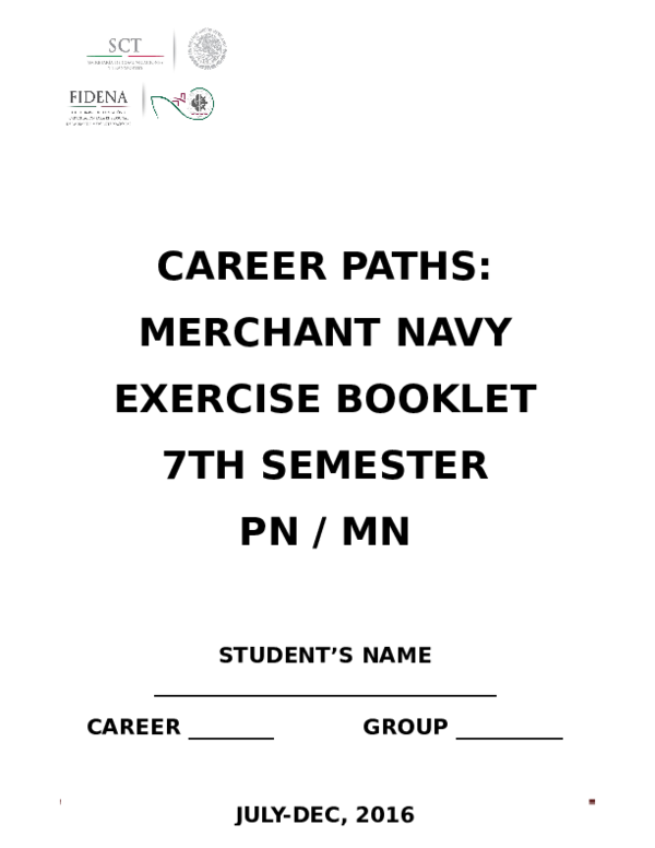 (DOC) CAREER PATHS: MERCHANT NAVY EXERCISE BOOKLET 7TH SEMESTER PN / MN