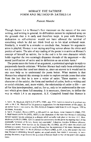 (PDF) Horace the satirist: form and method in Satires 1.4, Prudentia 11 ...