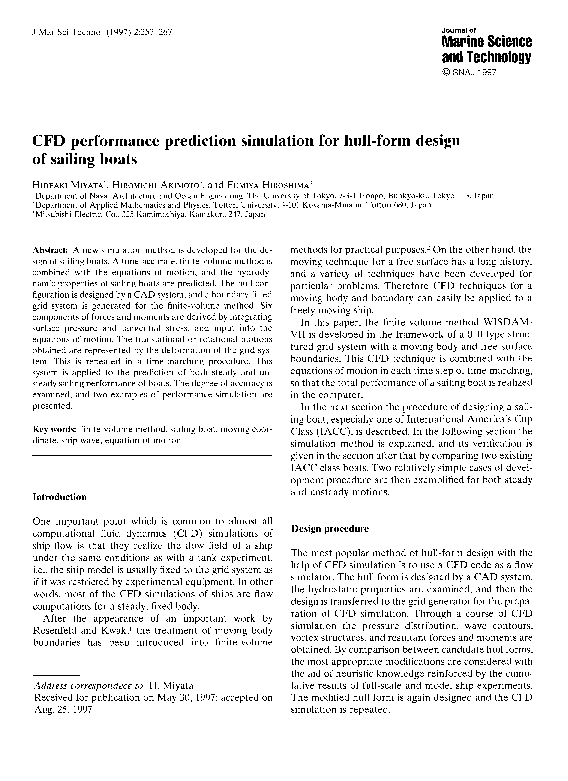 (PDF) CFD performance prediction simulation for hull-form design of ...
