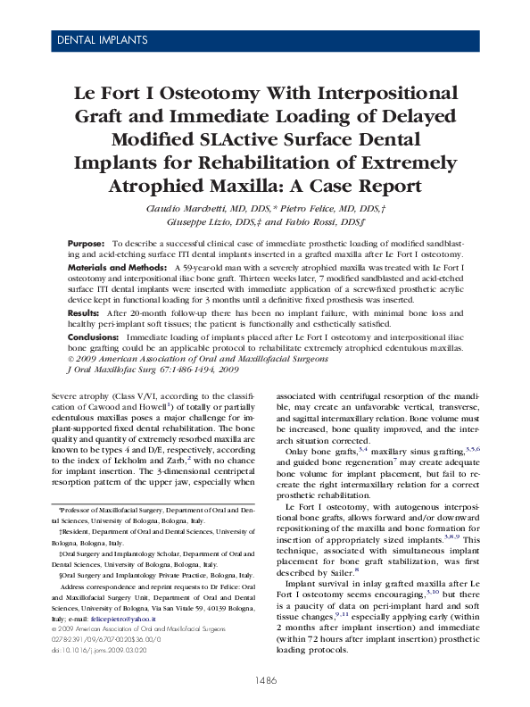 (PDF) Le Fort I Osteotomy With Interpositional Graft and Immediate ...