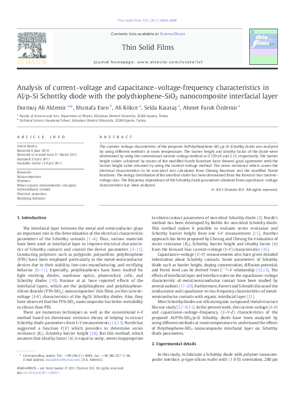 (PDF) Analysis of current-voltage and capacitance-voltage-frequency ...