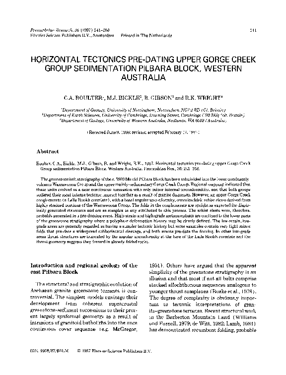(PDF) Horizontal tectonics pre-dating upper gorge creek group ...