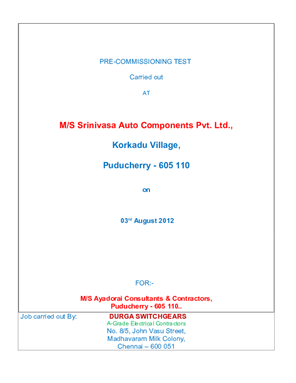(DOC) PRE-COMMISSIONING TEST