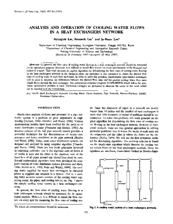 (PDF) Analysis and operation of cooling water flows in a heat ...
