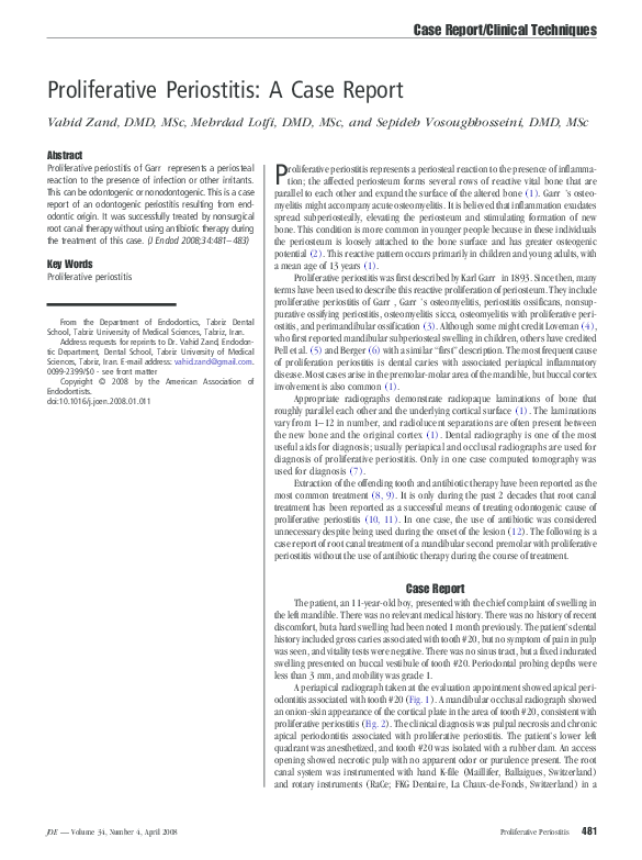 (PDF) Proliferative Periostitis: A Case Report