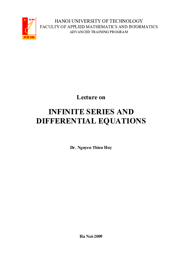 Pdf Infinite Series And Differential Equations