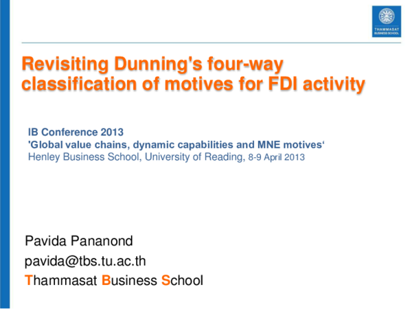 (PDF) Revisiting Dunning's four-way classification of motives for FDI ...