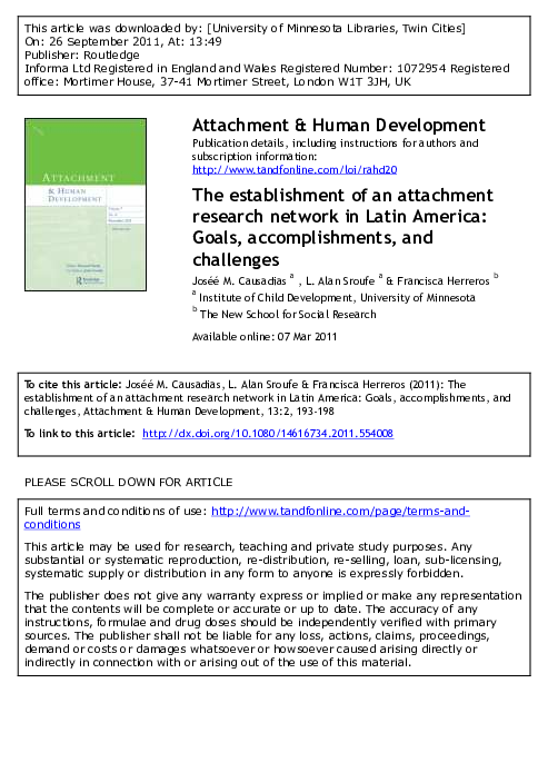 (PDF) The establishment of an attachment research network in Latin ...